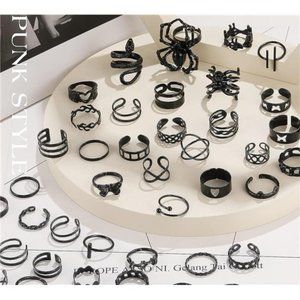 Jewelry | Black Rings For Men Women Girls Goth Punk Rings Set Cool ...